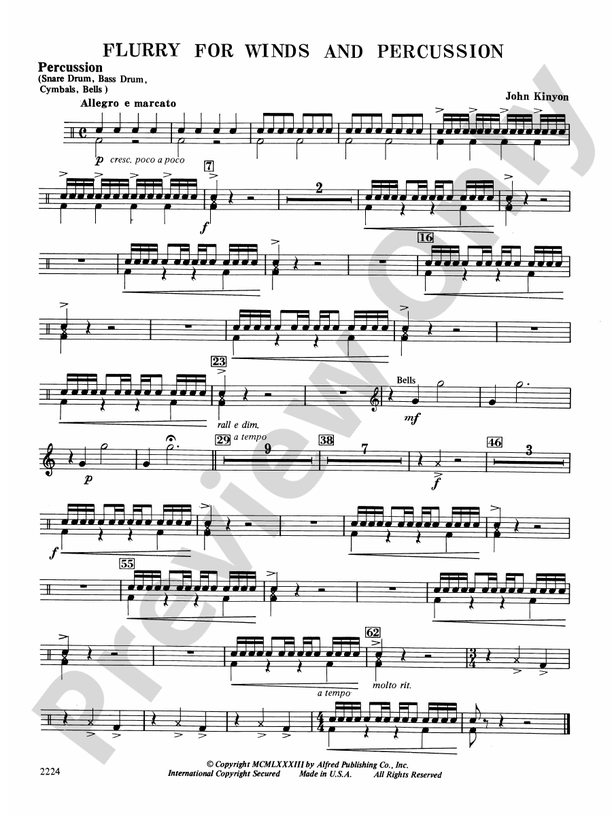 Flurry for Winds and Percussion: 1st Percussion: 1st Percussion Part - Digital Sheet Music Download