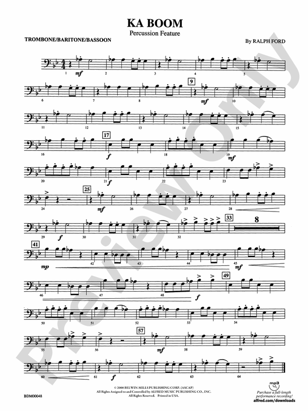 Ka Boom: 1st Trombone: 1st Trombone Part - Digital Sheet Music Download