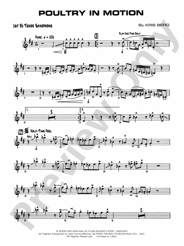 Poultry in Motion: B-flat Tenor Saxophone: B-flat Tenor Saxophone Part ...