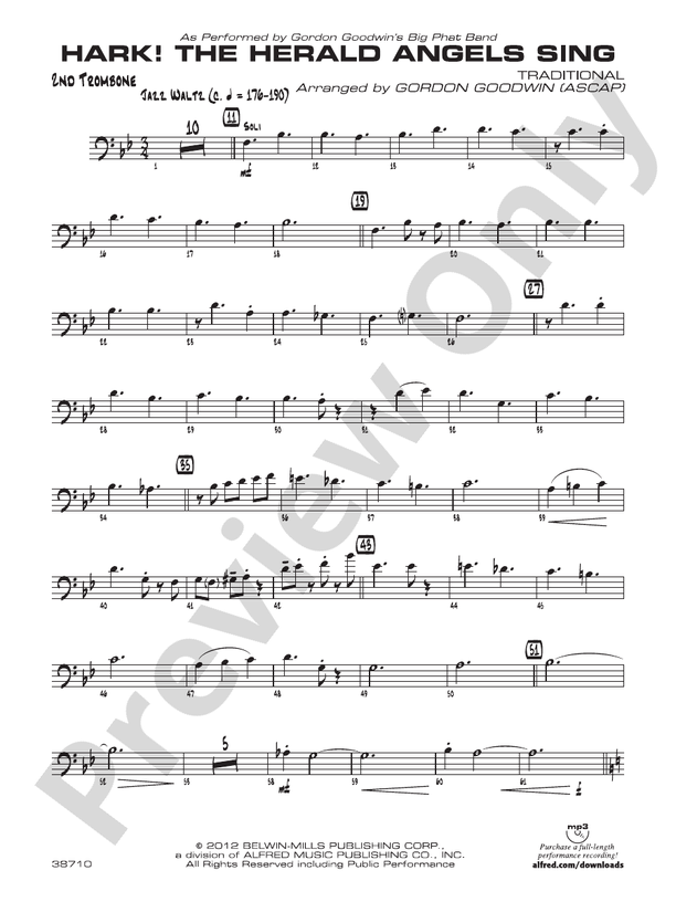 Hark! The Herald Angels Sing: 2nd Trombone: 2nd Trombone Part - Digital Sheet Music Download