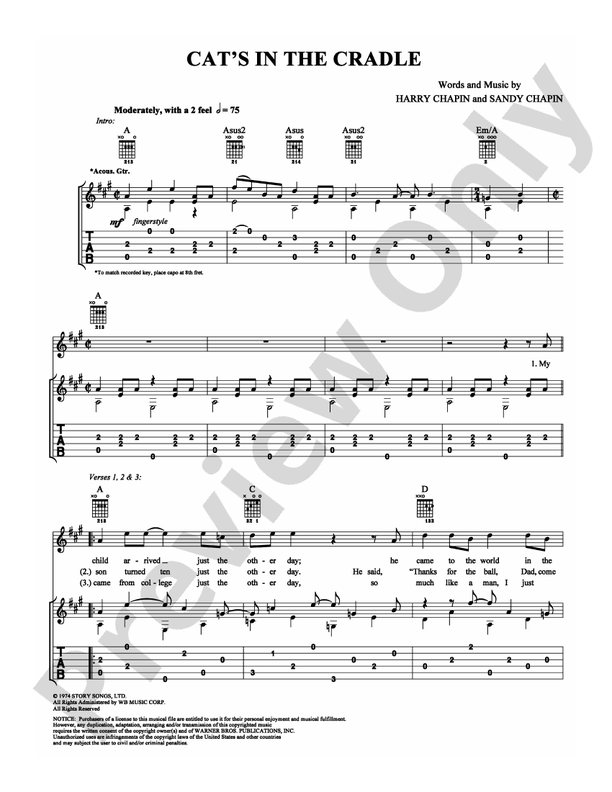 Cat's in the Cradle: Guitar TAB: Harry Chapin - Digital Sheet Music ...
