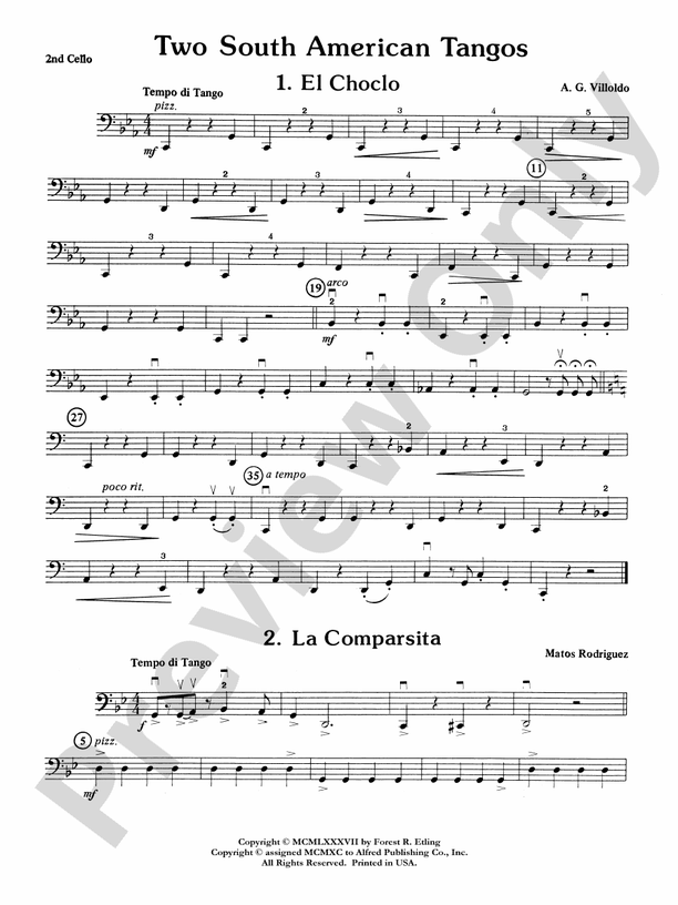 Two South American Tangos: 2nd Cello: 2nd Cello Part - Digital Sheet ...