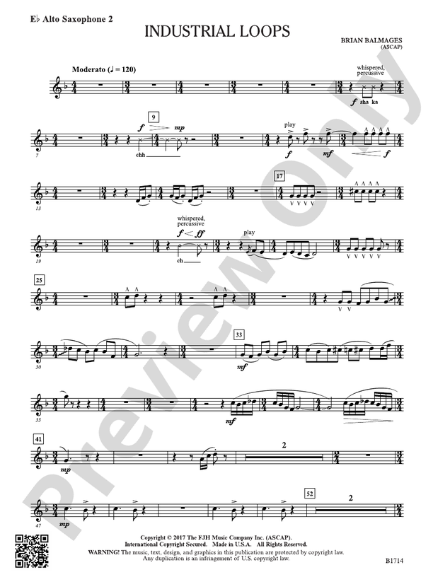 Industrial Loops: E-flat Alto Saxophone 2: E-flat Alto Saxophone 2 Part: Brian Balmages ...