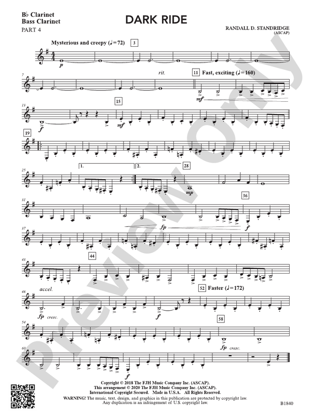 Dark Ride: Part 4 - B-flat Clarinet / Bass Clarinet: Part 4 - B-flat ...