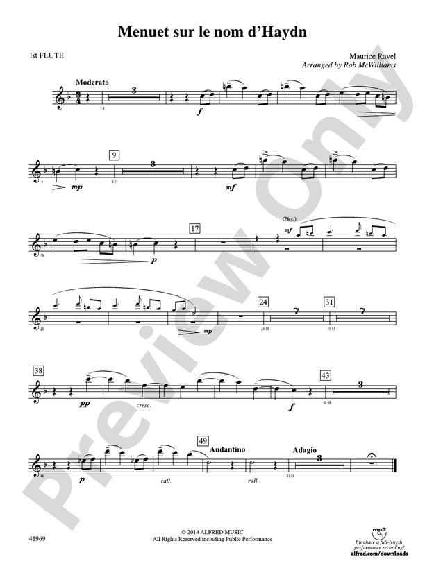 Menuet sur le nom d'Haydn: Flute: Flute Part - Digital Sheet Music Download
