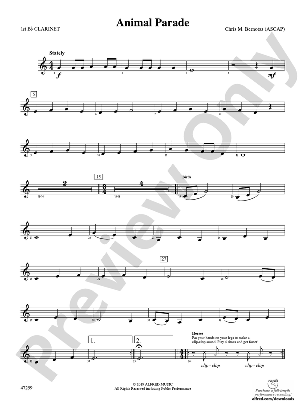 Animal Parade: 1st B-flat Clarinet: 1st B-flat Clarinet Part - Digital ...