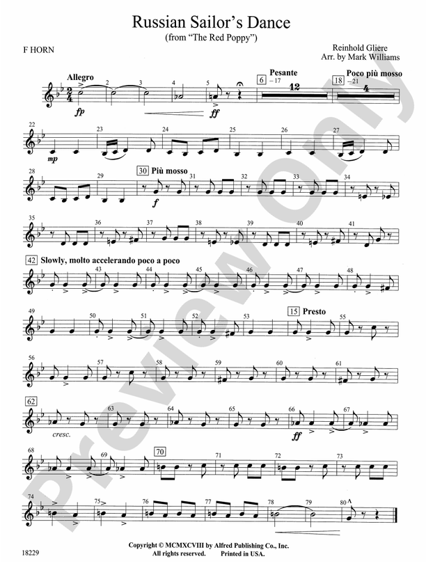Russian Sailor's Dance (from "The Red Poppy"): 1st F Horn: 1st F Horn ...