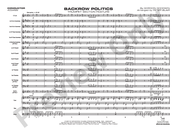 Backrow Politics: Jazz Ensemble Conductor Score & Parts: Gordon Goodwin ... Backrow Politics: Jazz Ensemble Conductor Score & Parts: Gordon Goodwin ...