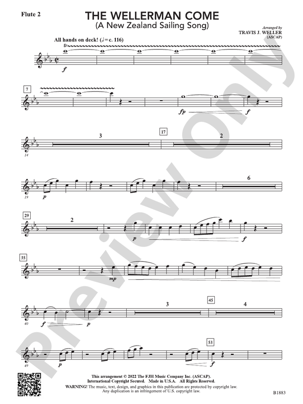 The Wellerman Come: Flute 2: Flute 2 Part: Travis J. Weller - Digital ...