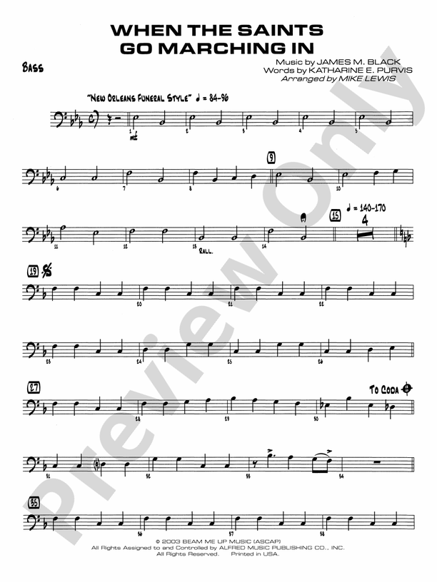When the Saints Go Marching In: String Bass: String Bass Part - Digital ...