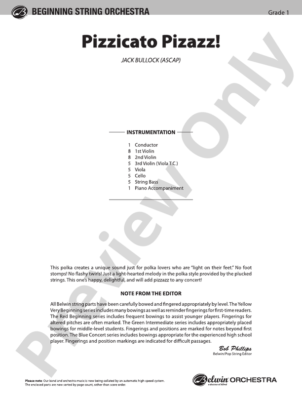 Pizzicato Pizazz!: Score: String Orchestra Score - Digital Sheet Music ...