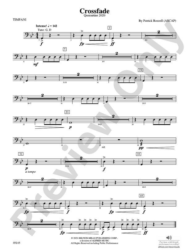 Crossfade: Timpani: Timpani Part - Digital Sheet Music Download