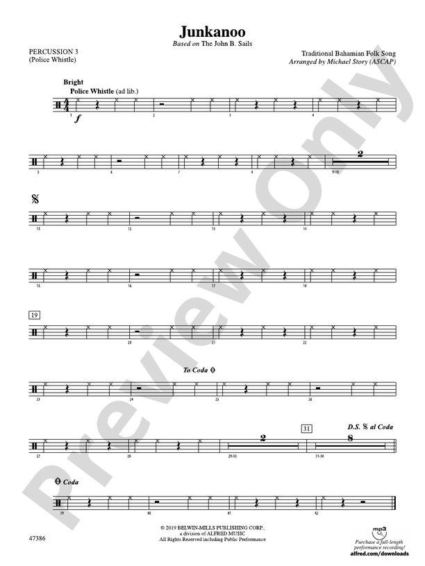 Junkanoo: 3rd Percussion: 3rd Percussion Part - Digital Sheet Music Download
