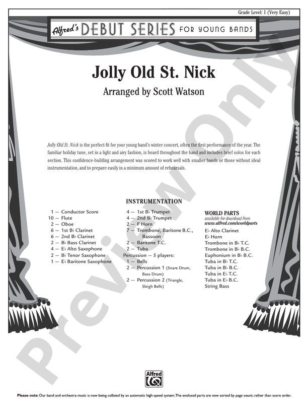 Jolly Old St. Nick: Score: Concert Band Score - Digital Sheet Music ...