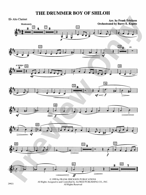 The Drummer Boy of Shiloh: E-flat Alto Clarinet: E-flat Alto Clarinet ...
