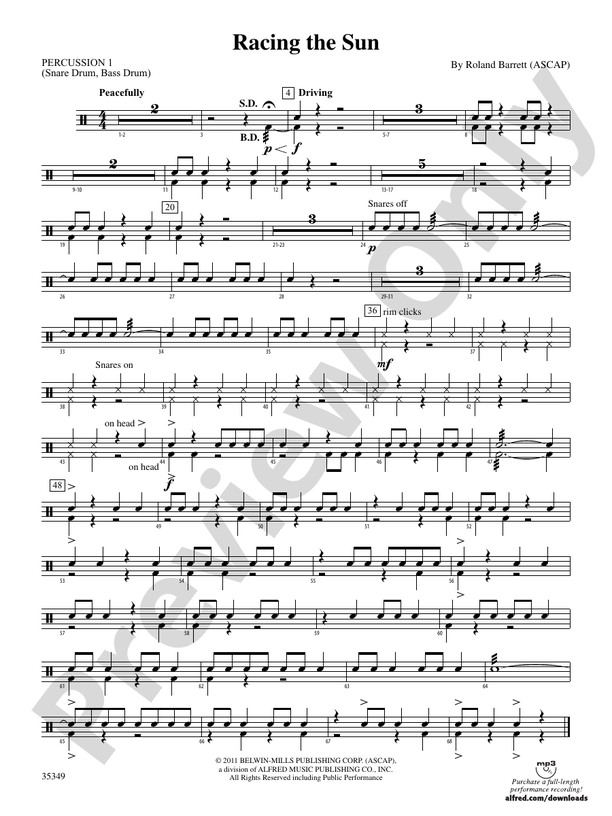 Racing the Sun: 1st Percussion: 1st Percussion Part - Digital Sheet ...