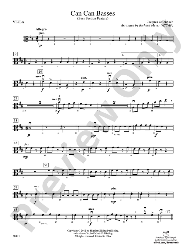 Can Can Basses: Viola: Viola Part - Digital Sheet Music Download