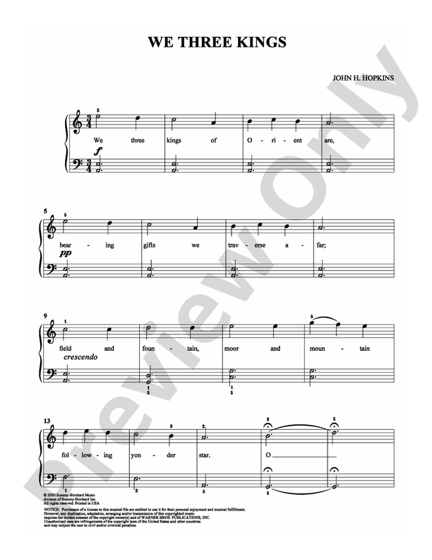We Three Kings: Easy Piano: John H. Hopkins - Digital Sheet Music Download