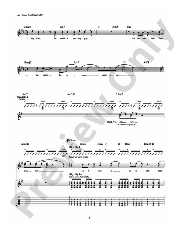Vapor Trail: Guitar TAB: Rush - Digital Sheet Music Download