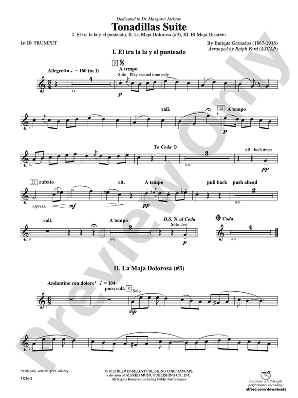 Tonadillas Suite: 1st B-flat Trumpet: 1st B-flat Trumpet Part - Digital ...