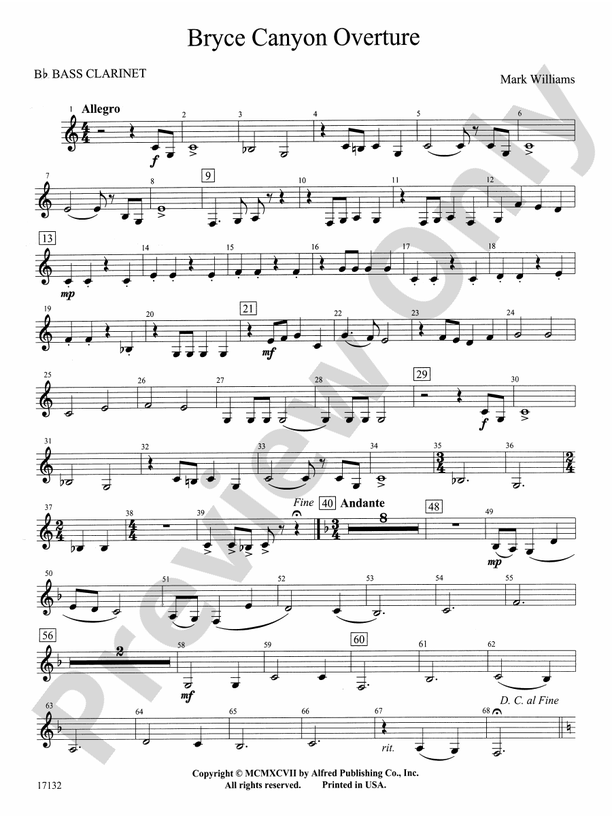 Bryce Canyon Overture: B-flat Bass Clarinet: B-flat Bass Clarinet Part - Digital Sheet Music ...