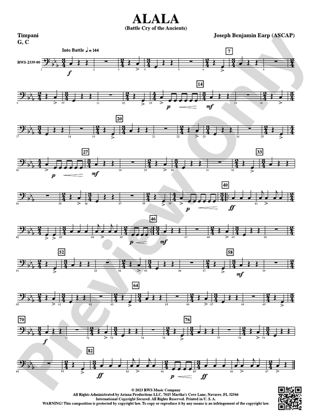 Alala - Battle Cry of the Ancients: Timpani: Timpani Part: Joseph ...