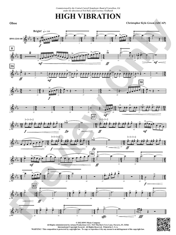 High Vibration: Oboe: Oboe Part: Christopher Kyle Green - Digital Sheet Music Download