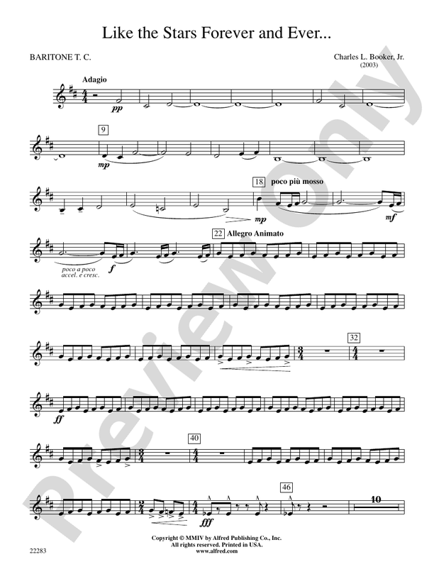 Like the Stars Forever and Ever ...: Baritone T.C.: Baritone T.C. Part ...
