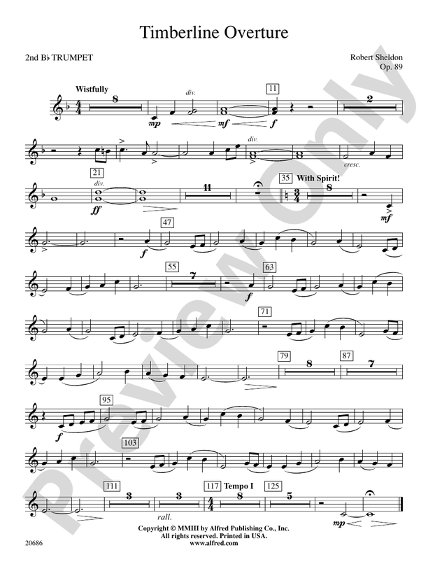 Timberline Overture: 2nd B-flat Trumpet: 2nd B-flat Trumpet Part - Digital Sheet Music Download