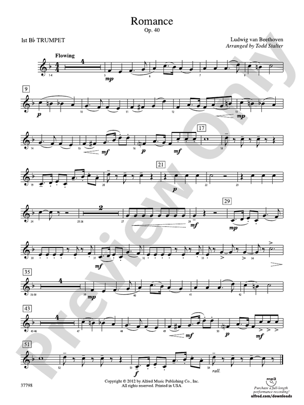 Romance, Op. 40: 1st B-flat Trumpet: 1st B-flat Trumpet Part - Digital ...