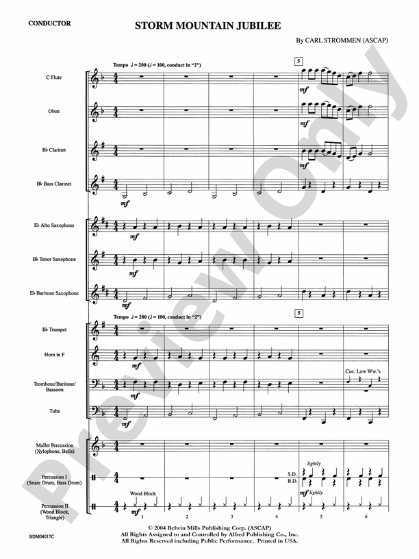 Storm Mountain Jubilee: Concert Band Conductor Score & Parts: Carl Strommen - Digital Sheet ...