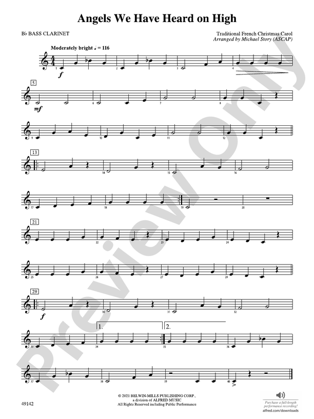 Angels We Have Heard on High: B-flat Bass Clarinet: B-flat Bass ...