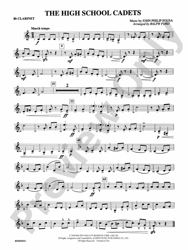 The High School Cadets: 1st B-flat Clarinet: 1st B-flat Clarinet Part ...