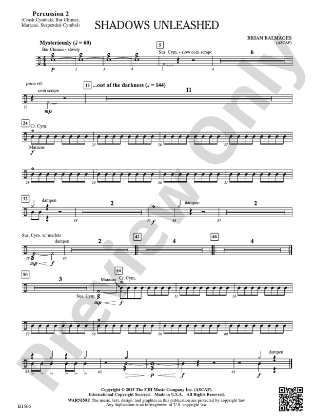 Shadows Unleashed: Percussion 2: Percussion 2 Part: Brian Balmages ...