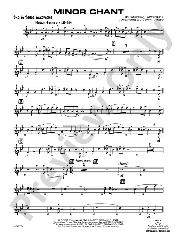Minor Chant: 2nd B-flat Tenor Saxophone: 2nd B-flat Tenor Saxophone ...