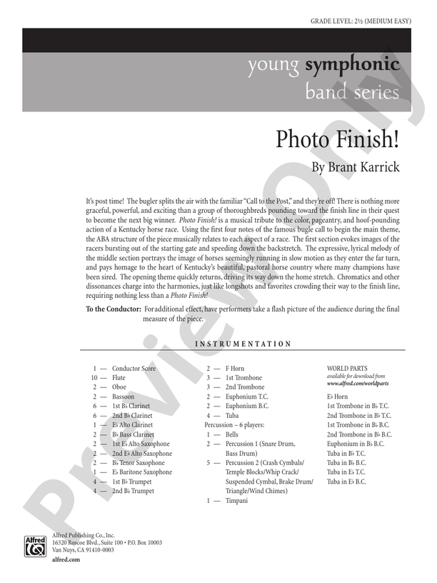 Photo Finish!: Score: Concert Band Score - Digital Sheet Music Download