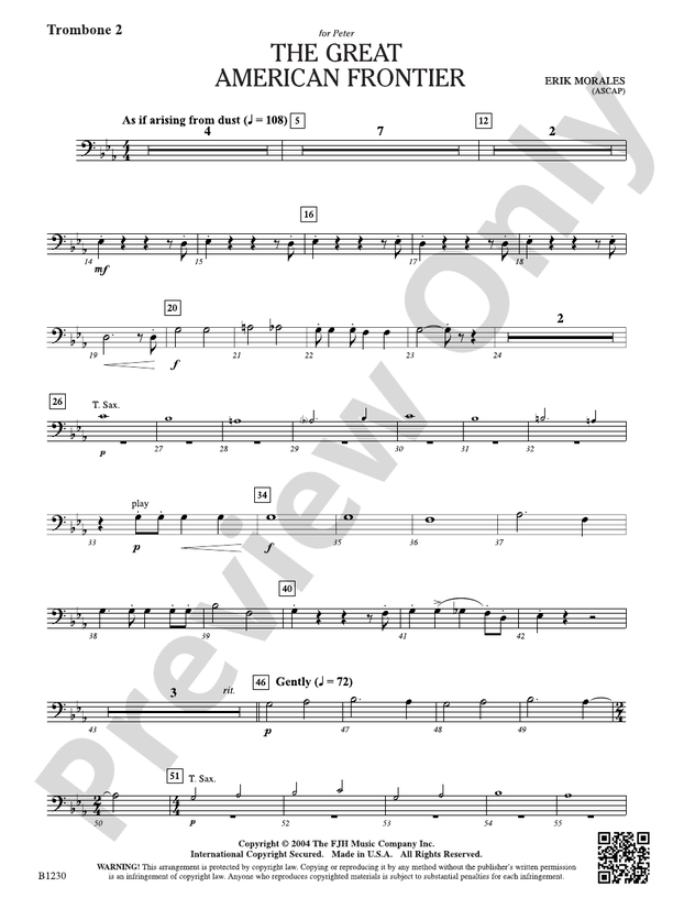 The Great American Frontier: Trombone 2: Trombone 2 Part: Erik Morales ...