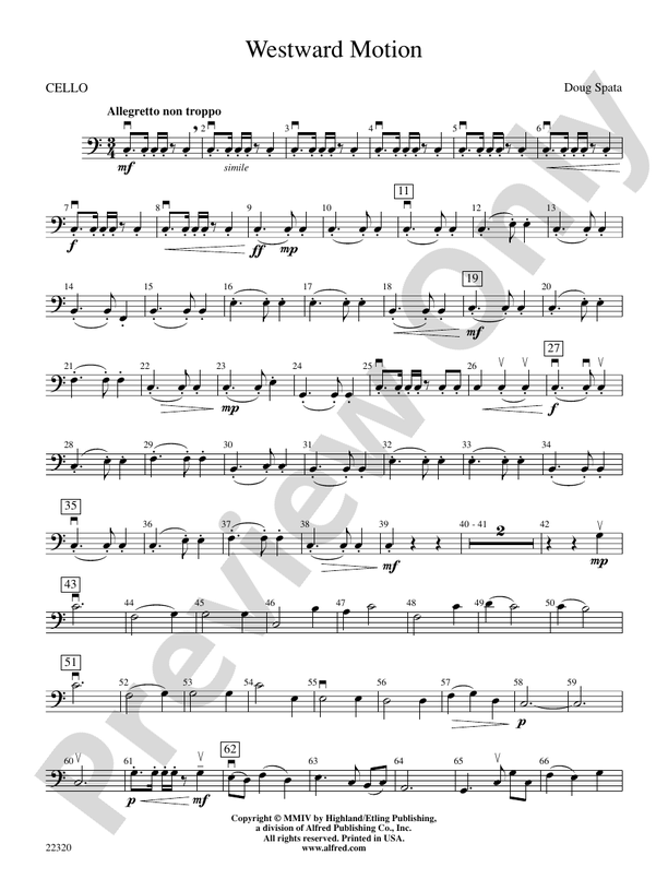 Westward Motion: Cello: Cello Part - Digital Sheet Music Download