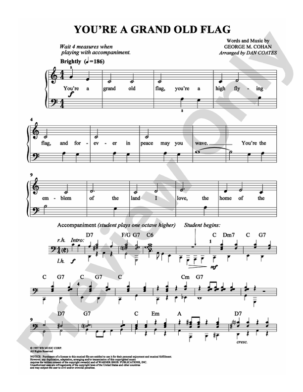You're a Grand Old Flag: Easy Piano: George M. Cohan - Digital Sheet ...