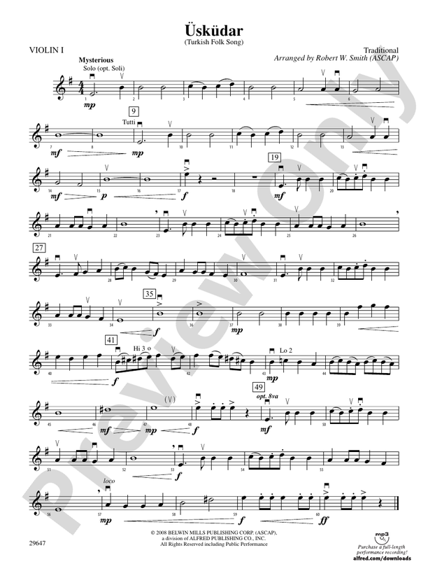 Uskudar: 1st Violin: 1st Violin Part - Digital Sheet Music Download