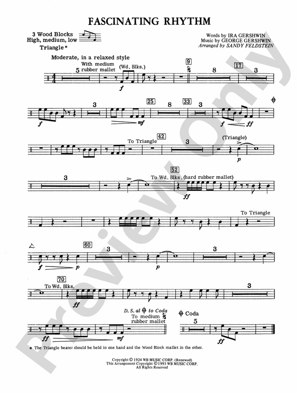 Fascinating Rhythm: Wood Block: Wood Block Part - Digital Sheet Music Download