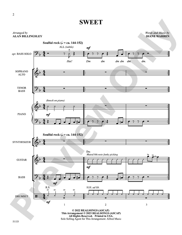 Sweet: Score: Choir Score - Digital Sheet Music Download