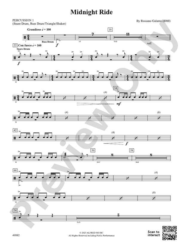 Midnight Ride: 1st Percussion: 1st Percussion Part - Digital Sheet ...