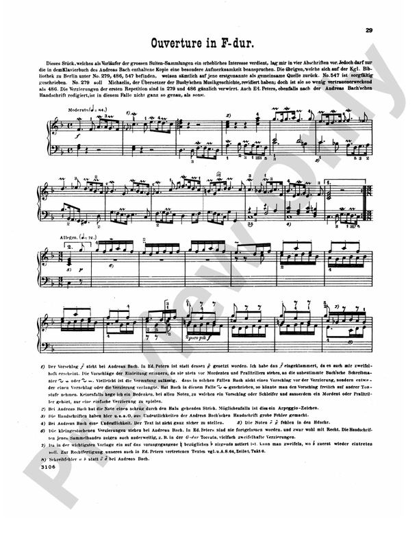 Bach: Various Works (Volume I): Ouverture in F-dur Part - Digital Sheet ...