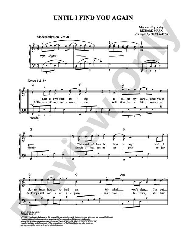 Until I Find You Again: Easy Piano: Richard Marx - Digital Sheet Music ...