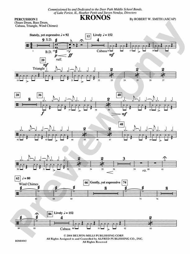 Kronos: 1st Percussion: 1st Percussion Part - Digital Sheet Music Download