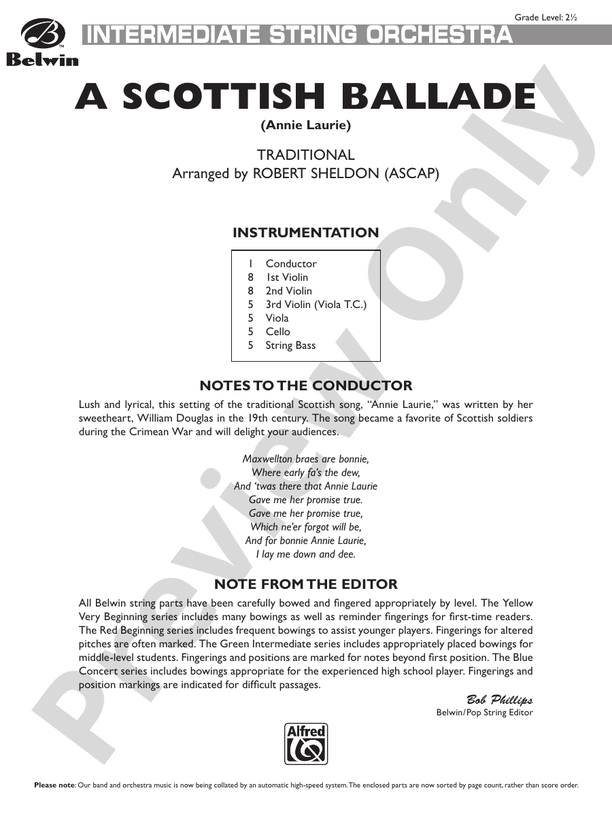A Scottish Ballade (Annie Laurie): Score: String Orchestra Score ...