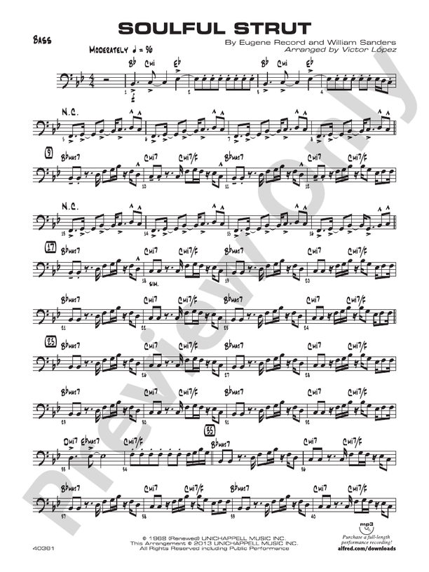 Soulful Strut: String Bass: String Bass Part - Digital Sheet Music Download