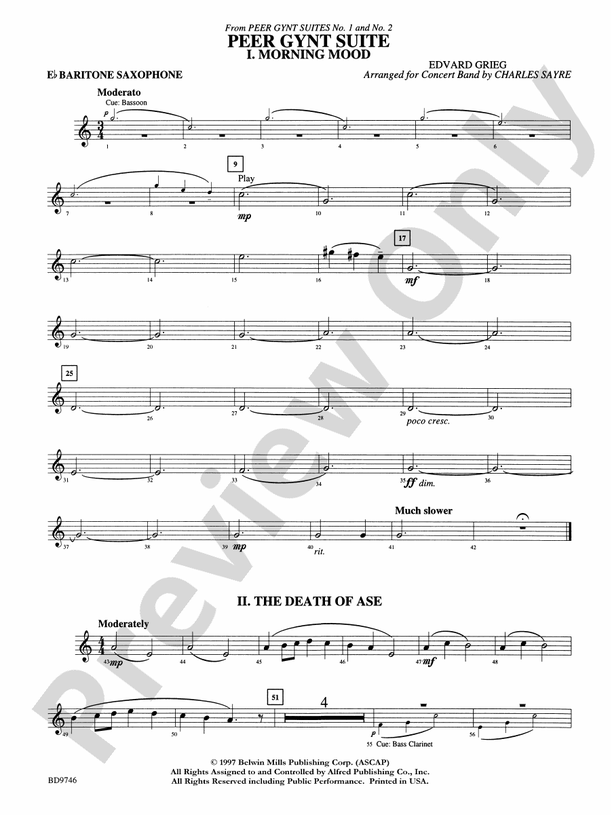 Peer Gynt Suite: E-flat Baritone Saxophone: E-flat Baritone Saxophone Part - Digital Sheet Music ...