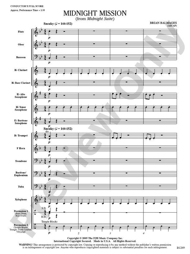 Midnight Mission (From Midnight Suite): Concert Band Conductor Score ...